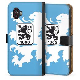DeinDesign Galaxy XCover 6 Pro Handy Klapph&uuml;lle Handyh&uuml;lle aus Kunst Leder schwarz Flip Case Tsv 1860 M&uuml;nchen Official Licensed Product Coat Of Arms Sideflip mit