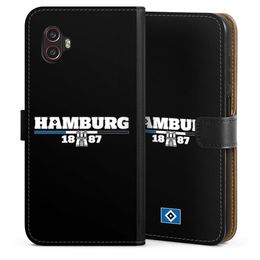 DeinDesign Galaxy XCover 6 Pro Handy Klapph&uuml;lle Handyh&uuml;lle aus Kunst Leder schwarz Flip Case Hsv Official Licensed Product Hamburg Sideflip mit langer Lasche