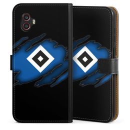 DeinDesign Galaxy XCover 6 Pro Handy Klapph&uuml;lle Handyh&uuml;lle aus Kunst Leder schwarz Flip Case Official Licensed Product Hsv Hamburger Sv Sideflip mit langer 