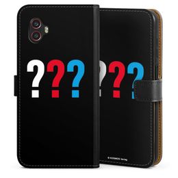 DeinDesign Galaxy XCover 6 Pro Handy Klapph&uuml;lle Handyh&uuml;lle aus Kunst Leder schwarz Flip Case Logo Die Drei ??? Official Licensed Product Sideflip mit langer 