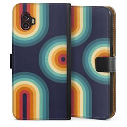 DeinDesign Galaxy XCover 6 Pro Handy Klapph&uuml;lle Handyh&uuml;lle aus Kunst Leder schwarz Flip Case Retro Rainbow Colourful Sideflip mit langer Lasche