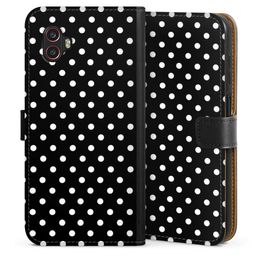 DeinDesign Galaxy XCover 6 Pro Handy Klapph&uuml;lle Handyh&uuml;lle aus Kunst Leder schwarz Flip Case Points Polka Dots Retro Sideflip mit langer Lasche
