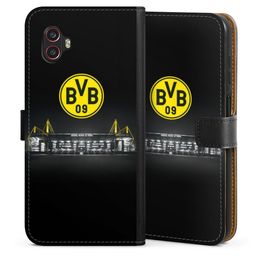 DeinDesign Galaxy XCover 6 Pro Handy Klapph&uuml;lle Handyh&uuml;lle aus Kunst Leder schwarz Flip Case Bvb Stadium Borussia Dortmund Sideflip mit langer Lasche