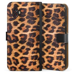DeinDesign Galaxy XCover 6 Pro Handy Klapph&uuml;lle Handyh&uuml;lle aus Kunst Leder schwarz Flip Case Fur Animal Print Leopard Sideflip mit langer Lasche
