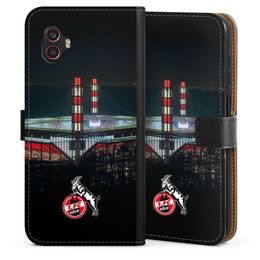 DeinDesign Galaxy XCover 6 Pro Handy Klapph&uuml;lle Handyh&uuml;lle aus Kunst Leder schwarz Flip Case 1. Fc K&ouml;ln Official Licensed Product Stadium Sideflip mit langer 