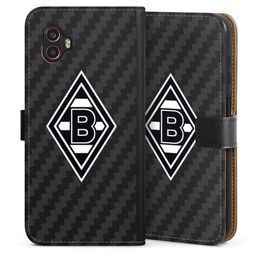 DeinDesign Galaxy XCover 6 Pro Handy Klapph&uuml;lle Handyh&uuml;lle aus Kunst Leder schwarz Flip Case Carbon Gladbach Borussia M&ouml;nchengladbach Sideflip mit langer Lasche
