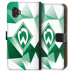 DeinDesign Galaxy XCover 6 Pro Handy Klapph&uuml;lle Handyh&uuml;lle aus Kunst Leder schwarz Flip Case Tarnmuster Official Licensed Product Sv Werder Bremen Sideflip mit 