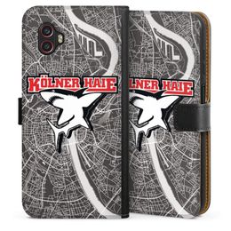 DeinDesign Galaxy XCover 6 Pro Handy Klapph&uuml;lle Handyh&uuml;lle aus Kunst Leder schwarz Flip Case K&ouml;lner Haie Official Licensed Product Ice Hockey Sideflip mit langer