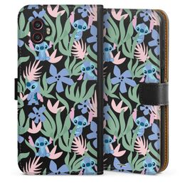 DeinDesign Galaxy XCover 6 Pro Handy Klapph&uuml;lle Handyh&uuml;lle aus Kunst Leder schwarz Flip Case Muster Lilo & Stitch Disney Sideflip mit langer Lasche