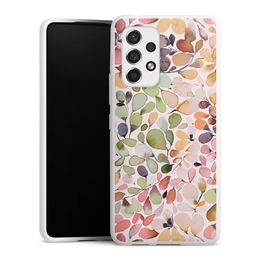DeinDesign Galaxy A53 5G Handy Silikon H&uuml;lle Case wei&szlig; Handyh&uuml;lle Muster Eukalyptus Pattern Silikon Case