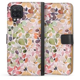 DeinDesign Galaxy A12 Handy Klapph&uuml;lle Handyh&uuml;lle aus Kunst Leder schwarz Flip Case Muster Eukalyptus Pattern Sideflip mit langer Lasche