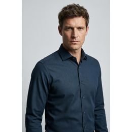 Langarmhemd OLYMP "No. Six", Herren, Gr. 39, N-Gr, marine, Obermaterial: 97% Baumwolle, 3% Elastolefin, sehr schmal normal, 2-Knopf-Manschette, Hemden, Businesshemd, Kentkragen, super slim fit