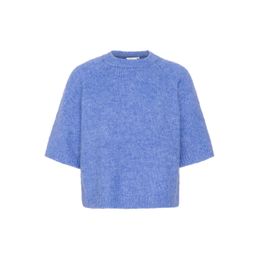 Strickpullover Kaffe "Strickpullover KAemilie", Damen, Gr. L, blau (vista blau), Obermaterial: 64% Polyester PES. 18% Polyacryl PAN. 10% Wolle mw. 5% Alpaka WP. 3% Elasthan EL., Pullover Strickpullover