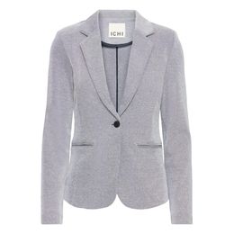 Blusenblazer Ichi "Blazer IHKATE", Damen, Gr. M, blau (blauprint), Obermaterial: 60% Baumwolle CO. 40% Polyester PES., Blazer Blusenblazer