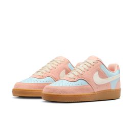 Sneaker Nike Sportswear "W COURT VISION LOW", Damen, Gr. 39, rosa (arctic orange, pale ivory, glacier blau), Leder, Synthetik, Schuhe Sneaker