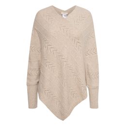 Strickponcho Cream "Poncho CRHoliday", Damen, blau (oat melange), Obermaterial: 100% Polyester PES., Pullover