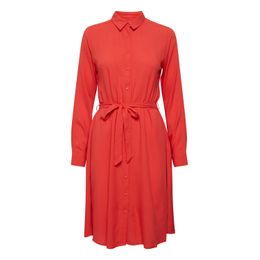 Midikleid Ichi "IHMAIN DR", Damen, Gr. 40, N-Gr, rot (poppy rot), Obermaterial: 100% Viskose LENZING ECOVERO CV LenzEcov., Kleider Midikleid