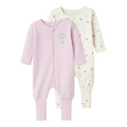 Schlafanzug name it "NBFNIGHTSUIT 2P ZIP FF JET DOT NOOS", Jungen, Gr. 62, gr&uuml;n (jet stream), Jersey, Obermaterial: 100% Baumwolle, bedruckt, regular fit kn&ouml;chellang, Rundhals, Homewear-Sets Schlafanzug