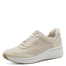 Slip-On Sneaker Tamaris, Damen, Gr. 38, beige (creme), Lederimitat, Textil, Schuhe, Keilabsatz, Schlupfschuh, Freizeitschuh in veganer Verarbeitung