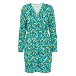 Midikleid Ichi "Kleid IHKATE", Damen, Gr. S, N-Gr, bunt (blau gr&uuml;n multi flower aop), Obermaterial: 74% Polyester PES. 22% Viskose CV. 4% Elasthan EL., Kleider Midikleid