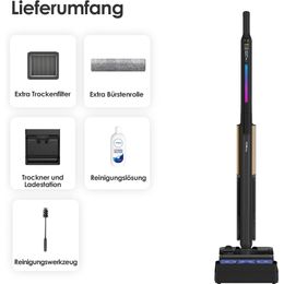 TINECO Nass-Trocken-Sauger "FLOOR ONE S7 Fold Elite", schwarz, B:19cm H:113cm T:24cm, Mehrzwecksauger, 85 Grad Hei&szlig;luft-Trocknung, 70 Minuten Laufzeit, Knickgelenk