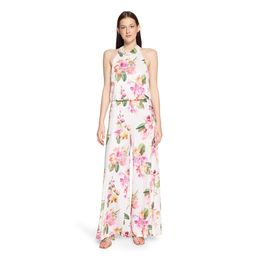 Overall Vera Mont "Damen mit Blumenprint", Damen, Gr. 46, Normalgr&ouml;&szlig;en, bunt (cream, ros&eacute;), Satin, Obermaterial: 95% Polyester, 5% Elasthan. Futter: 100% Polyester, festlich, figurumspielend, amerikanischer Ausschnitt, Overalls Overall