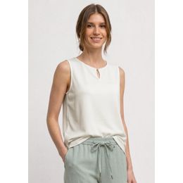 V-Shirt Street One, Damen, Gr. 42, sanftes wei&szlig;, Stoff, 95% Viskose, 5% Elasthan, unifarben, regular fit normal, U-Boot-Ausschnitt, abgesteppt, Shirts, aus strecthigem Viskosematerial
