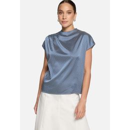 Satinbluse Zero "Damen mit Kragen", Damen, Gr. 34, dunkelblau, wei&szlig;, Satin, Obermaterial: 96% Polyester, 4% Elasthan, figurumspielend normal, Blusen