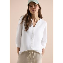 Longbluse Cecil, Damen, Gr. XL (44), wei&szlig;, Web, 55% Leinen, 45% Viskose, unifarben, klassisch normal, Rundhals, B&uuml;ndchen, Blusen Longbluse, mit 3/4 &Auml;rmeln