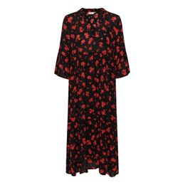 Midikleid Kaffe "Kleid KAamber", Damen, Gr. 34, N-Gr, schwarz (schwarz_rot flower print), Obermaterial: 100% Viskose LENZING ECOVERO CV LenzEcov., Kleider Midikleid