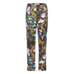 Stoffhose Ichi "IHKATE PRINT PA20", Damen, Gr. XL, N-Gr, gr&uuml;n (gr&uuml;n moss multi aop), Obermaterial: 74% Polyester PES. 22% Viskose CV. 4% Elasthan EL., Hosen Stoffhose