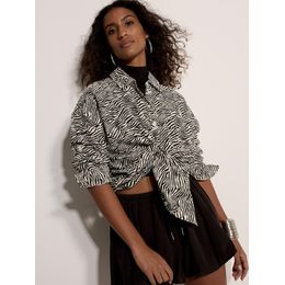 Hemdbluse Apricot "Bluse", Damen, Gr. XS (34), schwarz, gewebt, Obermaterial: 100% Baumwolle CO., Blusen Hemdbluse, mit Zebra-Print