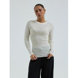 Funktionstop SEAMLESS BASIC "Seamless Basic Top Wooly", Damen, Gr. S/M, off, wei&szlig;, Obermaterial: 85% Wolle, 15% Seide, Tops