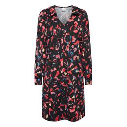 Midikleid Ichi "Kleid IHKATE", Damen, Gr. L, N-Gr, rot (poppy rot print mix 1), Obermaterial: 74% Polyester PES. 22% Viskose CV. 4% Elasthan EL., Kleider Midikleid