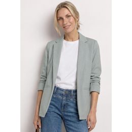 Kurzblazer Street One, Damen, Gr. 34, bound gr&uuml;n, Stoff, 83% Polyester, 14% Viskose, 3% Elasthan, unifarben, normal Po-bedeckend, V-Ausschnitt, Aufschlag, Blazer Kurzblazer, mit Reverskragen