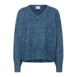 Strickpullover Kaffe "Strickpullover KAtrina", Damen, Gr. L, blau (bering sea melange), Obermaterial: 47% Polyacryl PAN. 35% Polyester PES. 13% Polyamid PA. 5% Wolle mw., Pullover Strickpullover