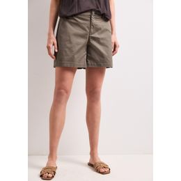 Shorts Street One, Damen, Gr. 34, cold brew braun, Web, 97% Baumwolle, 3% Elasthan, unifarben, comfort fit kurz, Hosen Shorts, Middle Waist