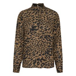 Langarmbluse Kaffe "Langarm-Bluse KAamber", Damen, Gr. 34, braun (major braun, schwarz leopard), Obermaterial: 100% Viskose LENZING ECOVERO CV LenzEcov., Blusen