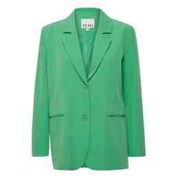 Blusenblazer Ichi "Blazer IHLEXI", Damen, Gr. 40, gr&uuml;n (gr&uuml;nbriar), Obermaterial: 90% Polyester PES. 10% Elasthan EL., Blazer Blusenblazer