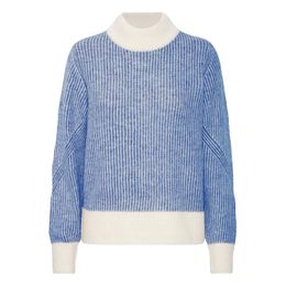 Strickpullover Ichi "Langarm IHKAMARA", Damen, Gr. L, blau (true blau), Obermaterial: 52% Polyacryl PAN. 30% Polyester PES. 15% Alpaka WP. 3% Elasthan EL., Pullover Strickpullover