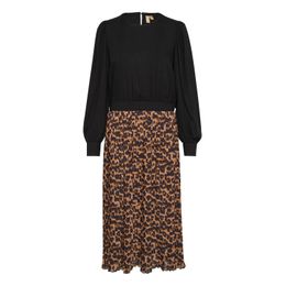 Jerseykleid Culture "Jerseykleid CUcarly", Damen, Gr. L, N-Gr, schwarz (schwarz leopard print), Obermaterial: 100% Viskose CV., Kleider Jerseykleid