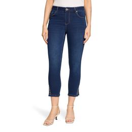 Slim-fit-Jeans Betty Barclay "Damen mit Waschung", Damen, Gr. 44, Normalgr&ouml;&szlig;en, blau (dunkelblau denim), Obermaterial: 56% Baumwolle, 30% Viskose, 12% Polyester, 2% Elasthan, Basic, slim fit, Jeans Slim-fit-Jeans