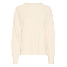 Strickpullover Ichi "Strickpullover IHBOSTON", Damen, Gr. L, blau (birch), Obermaterial: 50% Viskose CV. 28% Polyester PES. 22% Nylon NY., Pullover Strickpullover
