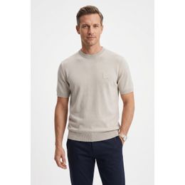Kurzarmpullover BOSS Orange "Kanacho", Herren, Gr. L, open grau070, Strick, Obermaterial: 95% Baumwolle, 5% Kaschmir, unifarben, normal, Rundhals, Rippb&uuml;ndchen, Pullover, mit Kaschmir-Anteil, Rundhals