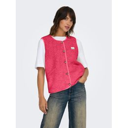 Pl&uuml;schweste Only "ONLBABY LIFE TEDDY VEST PNT CS", Damen, Gr. M, pink lemonade detail:vintage batch, Pl&uuml;sch, Obermaterial: 100% Polyester, unifarben, bequem h&uuml;ftlang, Rundhals, Westen, Kunstfaser Pl&uuml;sch