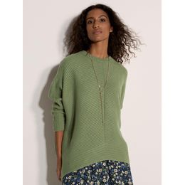 Strickpullover Apricot "Pullover", Damen, Gr. S (36), grau (gr&uuml;n), Strick, Obermaterial: 76% Polyacryl PAN. 22% Polyester PES. 2% Elasthan EL., uni, Gerippt, Pullover Strickpullover, mit Fledermaus&auml;rmeln