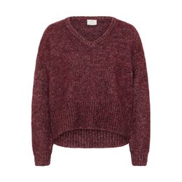 Strickpullover Kaffe "Strickpullover KAtrina", Damen, Gr. L, rot (windsor wine melange), Obermaterial: 47% Polyacryl PAN. 35% Polyester PES. 13% Polyamid PA. 5% Wolle mw., Pullover Strickpullover