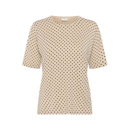 Strickpullover Kaffe "Strickpullover KAliz", Damen, Gr. M, beige (feather gray mel, schwarz dot), Obermaterial: 80% Viskose CV. 20% Nylon NY., Pullover Strickpullover