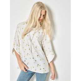 Klassische Bluse Apricot "Bluse", Damen, Gr. S (36), wei&szlig;, gewebt, Obermaterial: 80% Viskose CV. 20% Nylon NY., bedruckt, Knopf, Blusen Bluse, mit Goldfolien-Print