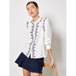 Klassische Bluse Apricot "Bluse", Damen, Gr. XS (34), wei&szlig;, gewebt, Obermaterial: 87% Viskose CV. 13% Polyamid PA., uni, Blusen Bluse, mit Stickerei